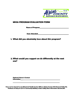Fillable Online MHSA PROGRAM EVALUATION FORM Fax Email Print - pdfFiller