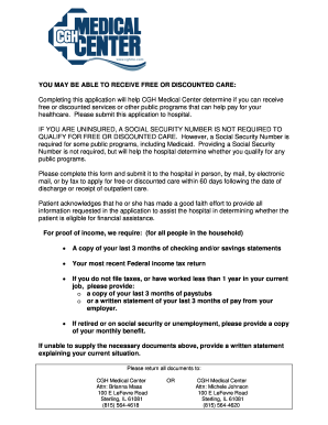 Fillable Online Financial Assistance Application Patient Account Number ...