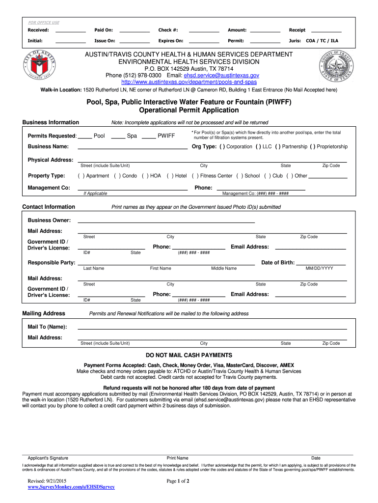 Fillable Online Food Enterprise Application (English) - AustinTexas.gov ...