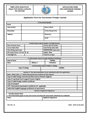 Fillable Online caa gov Application Form for Conversion Flight ...