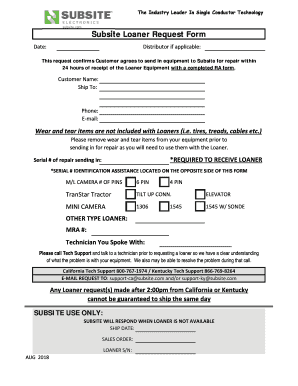 Fillable Online LOANER REQUEST FORM 2018 REV 2.xlsx Fax Email Print ...