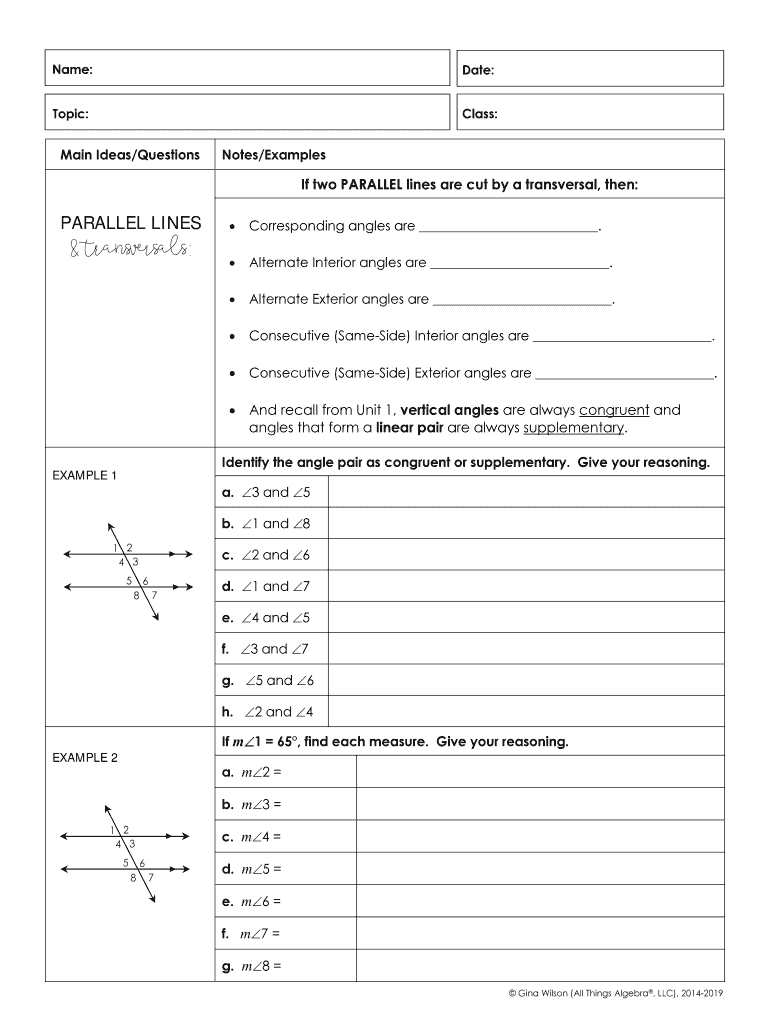 Fillable Online How to Teach Parallel Lines Cut By a Transversal Using ... Fax Email Print ...