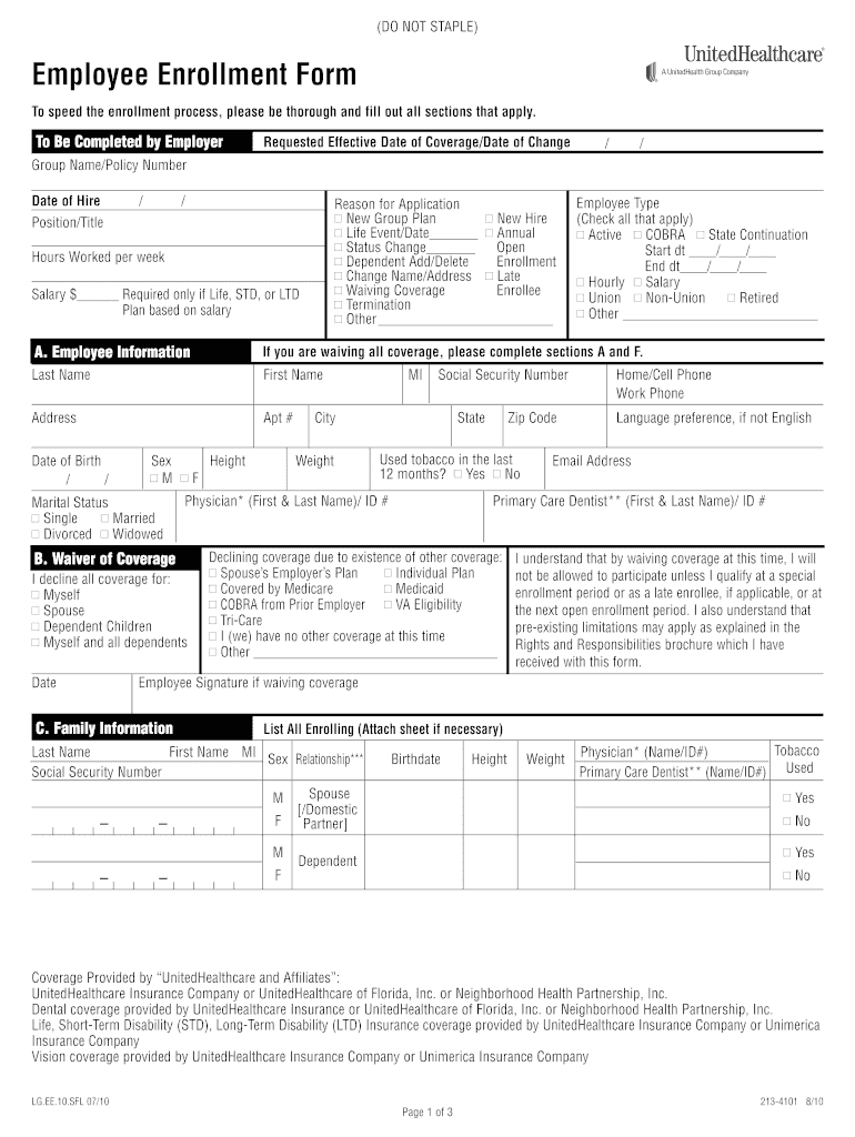 Fillable Online Fillable Online Employee Enrollment Form - Diligent ...