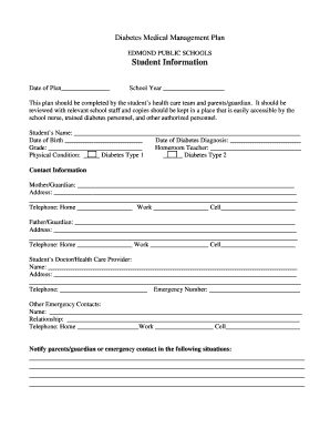 Fillable Online Student Diabetes Competency Statement - Edmond Public ...