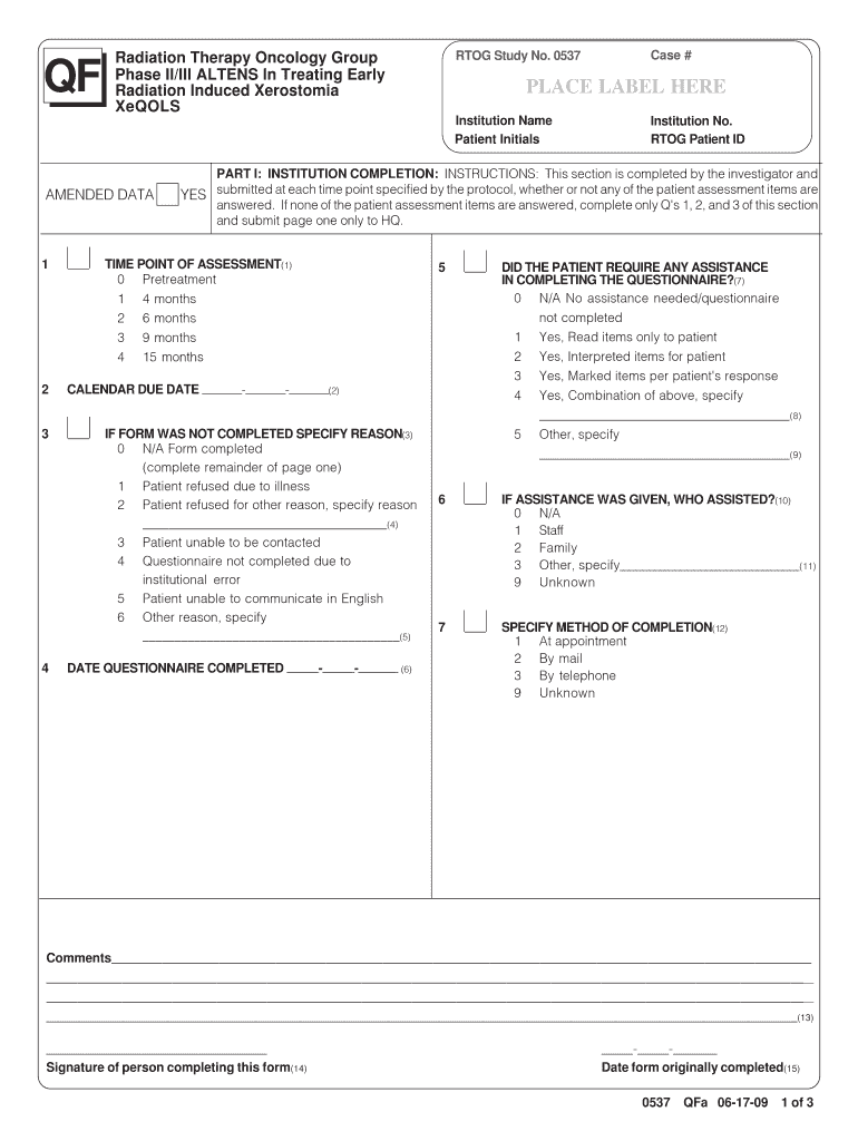 Fillable Online RTOG Study No Fax Email Print - pdfFiller