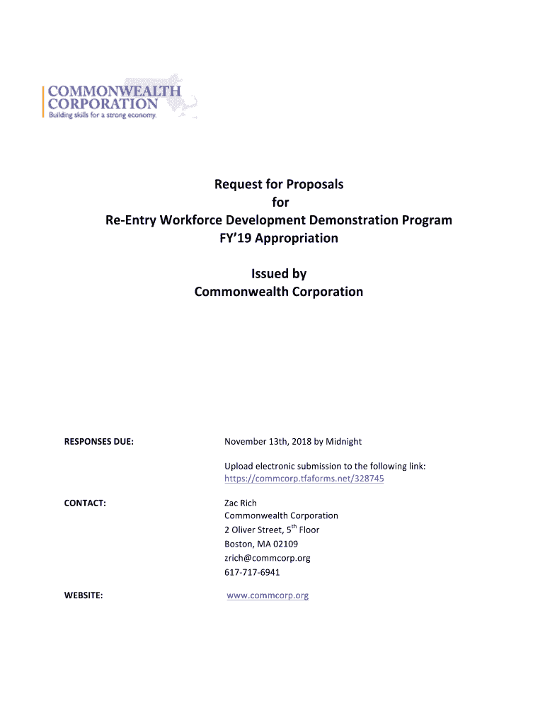 Fillable Online Request for Proposals for Re-Entry Workforce ...