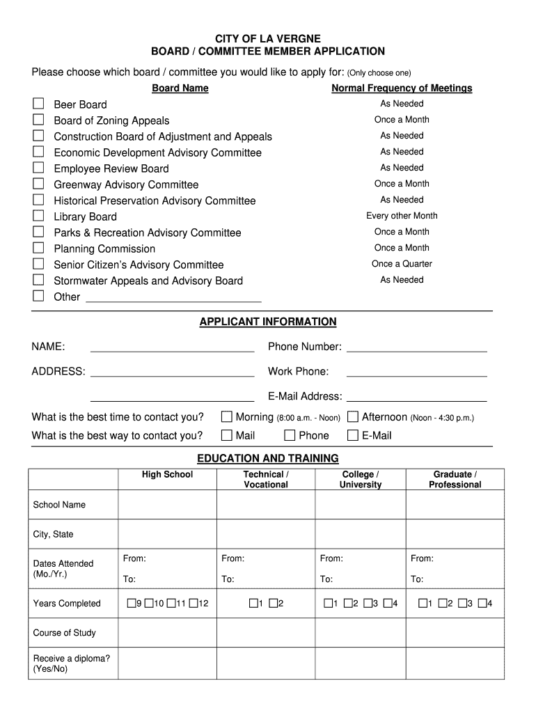Fillable Online Board Member Application Form - No Letter.doc Fax Email ...