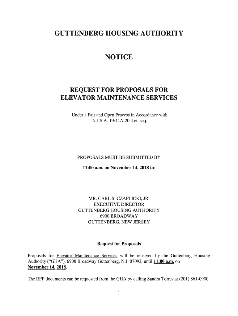 Fillable Online public notice request for proposal under a fair and ...