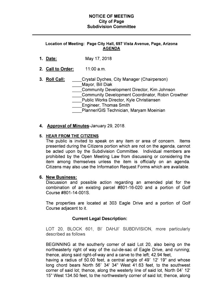 Fillable Online Crystal Dyches, City Manager (Chairperson) Fax Email ...