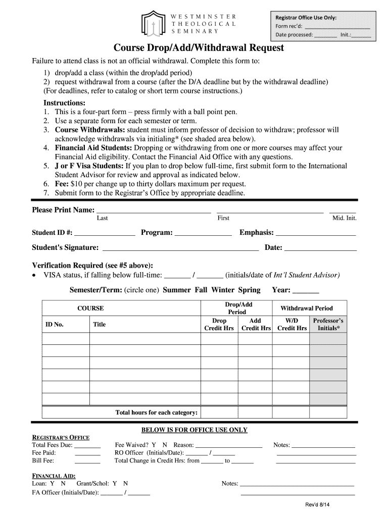 Fillable Online Add/Drop ProceduresRegistrar's OfficeGeorgia College ...