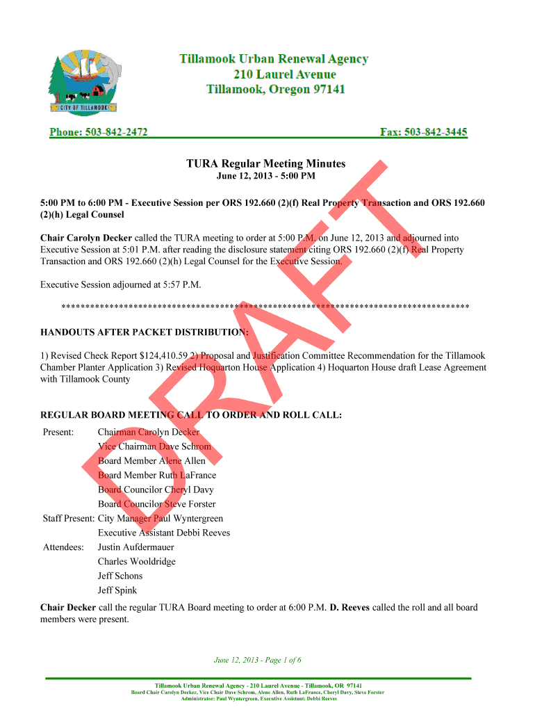 Fillable Online EXECUTIVE SESSION - Oregon Secretary of State ... Fax ...