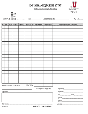 Fillable Online fbs admin utah ENCUMBRANCE JOURNAL ENTRY - fbs.admin ...