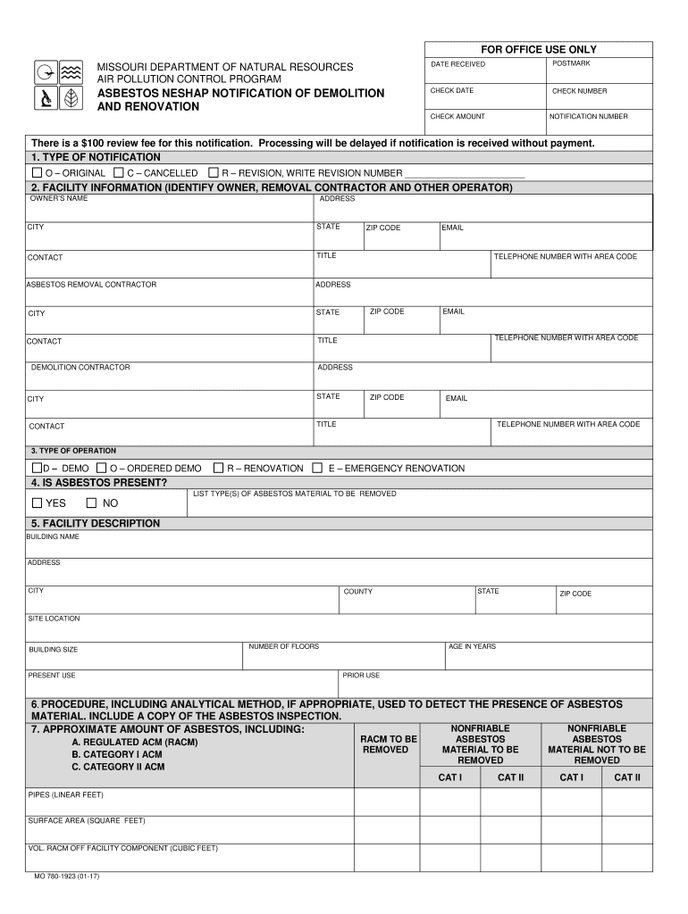 Fillable Online Asbestos NESHAP Notification of Demolition and ...