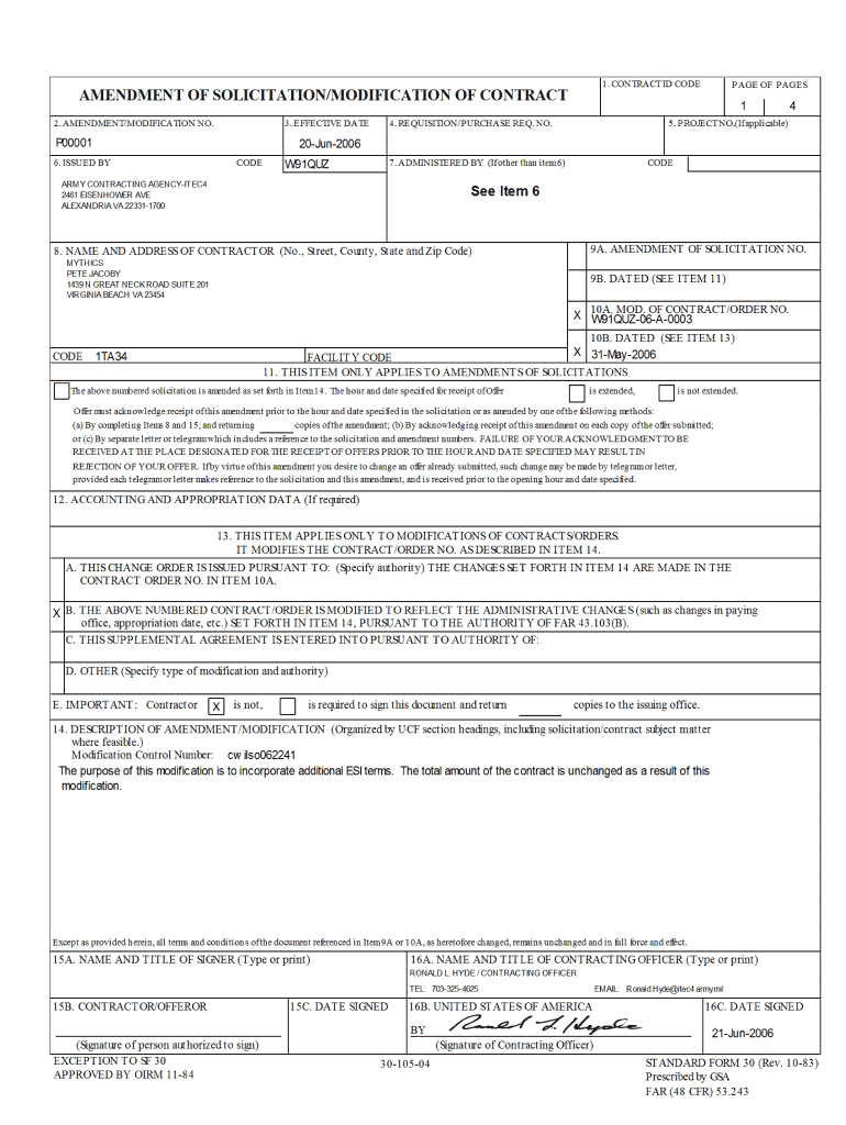 Fillable Online SECTION SF 30 BLOCK 14 CONTINUATION PAGE - Military ...