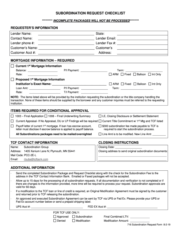 Fillable Online Subordination Request Form - Citizens Bank Fax Email Print - pdfFiller