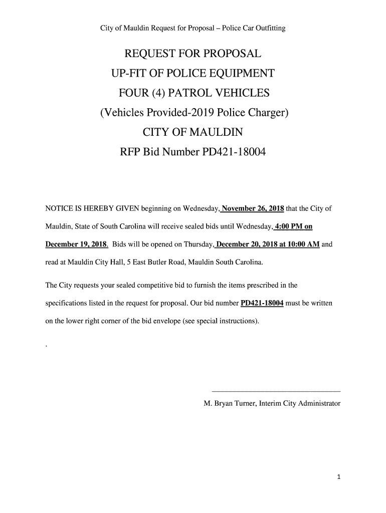 Fillable Online request for proposal bid no. 070-0227-17a police ...