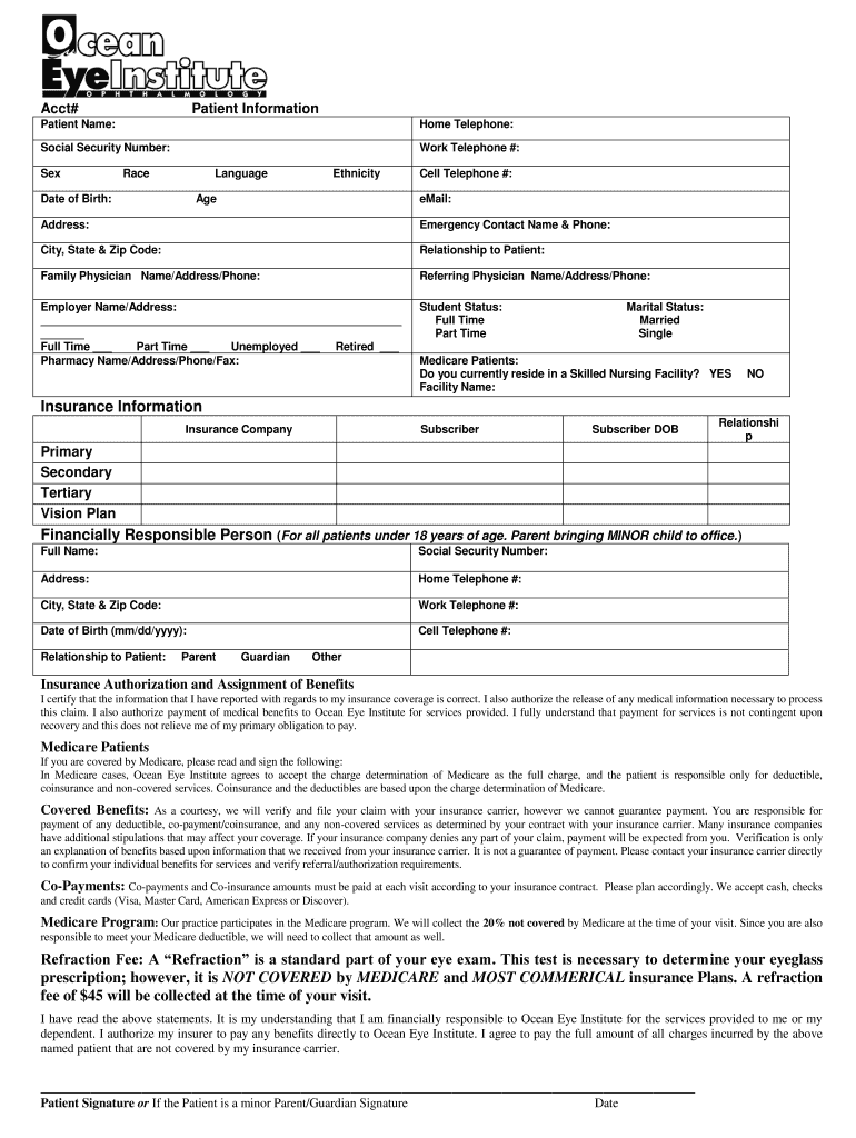 Fillable Online Insurance Information Refraction Fee: A Refraction ...
