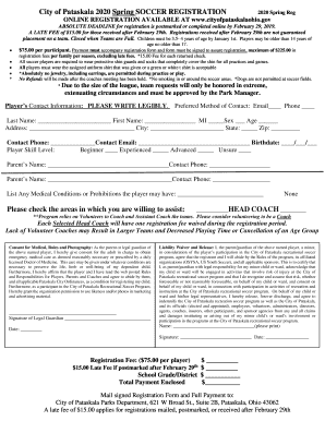 Fillable Online 2020 Soccer Registration form Fax Email Print - pdfFiller