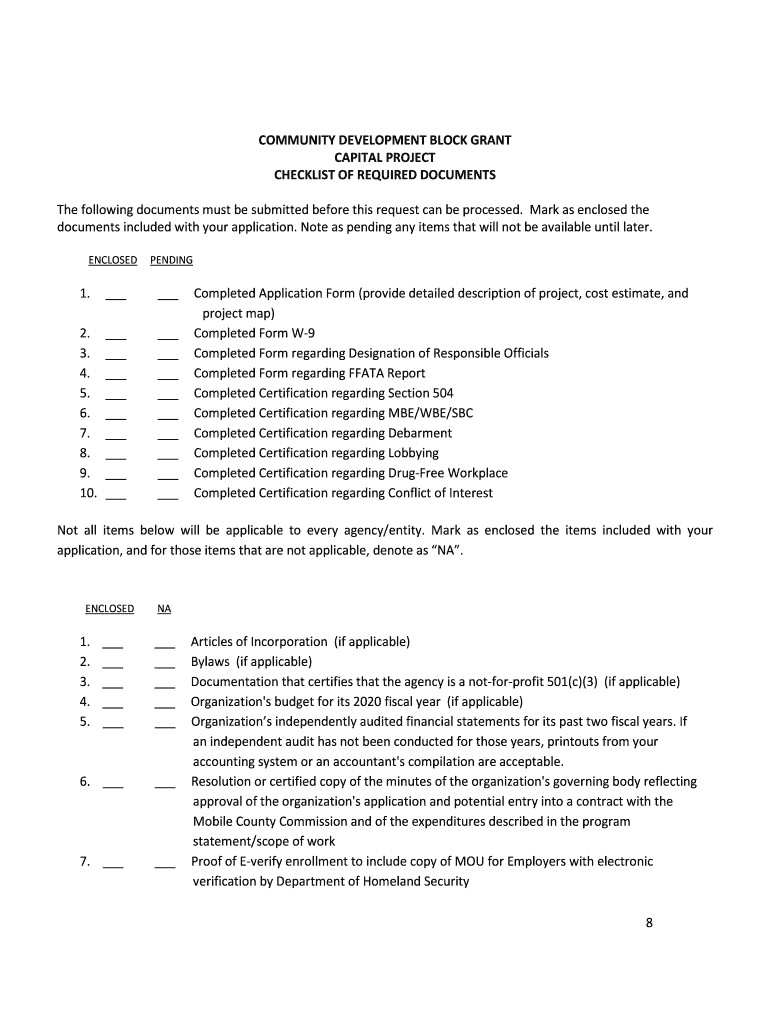 Fillable Online 2020 CDBG Capital Project Application rev (LH) Fax ...