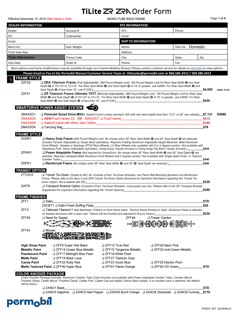 Fillable Online ZRA ZR Order Form Fax Email Print - pdfFiller