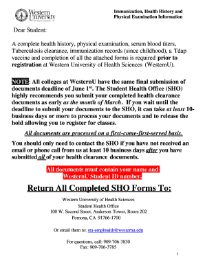 Fillable Online Return All Completed SHO Forms To - Prospective ...