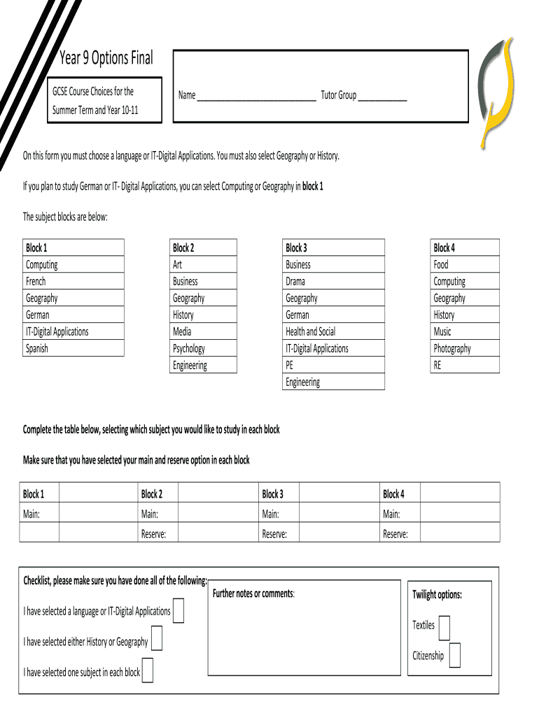Fillable Online GCSE Options: Expert Q&As To Make Choices A Breeze ...