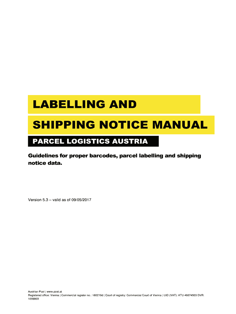 Fillable Online labelling and shipping notice manual - Post AG Fax ...