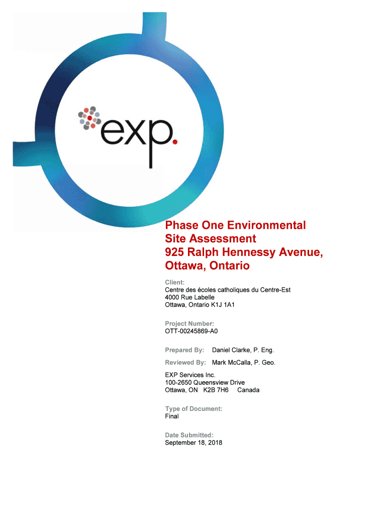 Fillable Online Phase One Environmental Site Assessment 925 Ralph ...