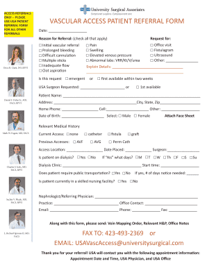 Fillable Online vascular access patient referral form - University ...