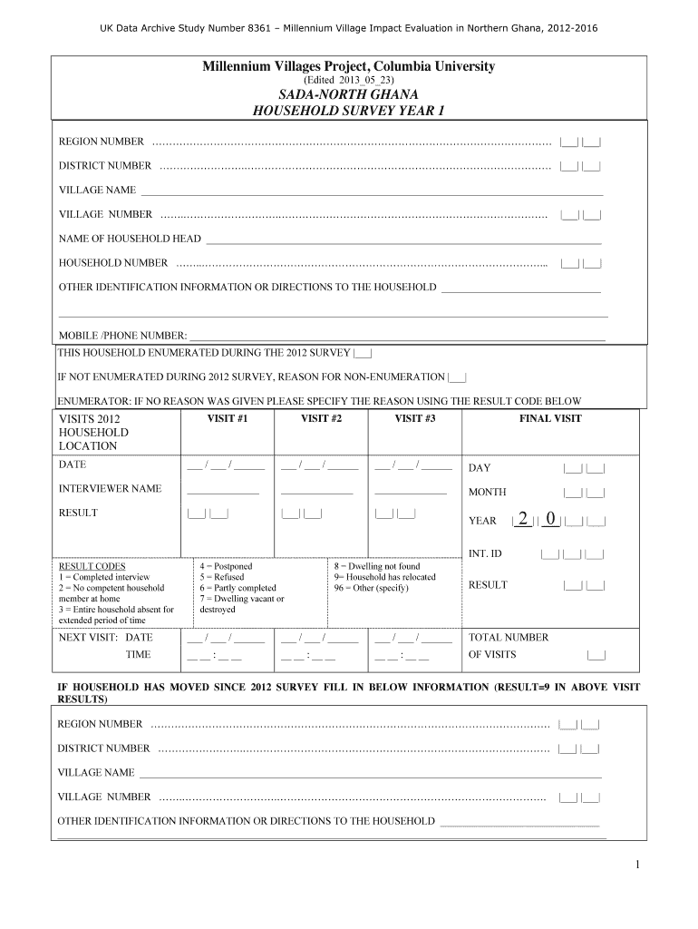 Fillable Online doc ukdataservice ac Millennium Villages in Northern ...