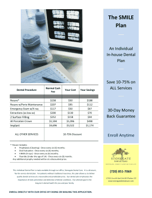 Fillable Online Smile Plan Revised.docx Fax Email Print - pdfFiller