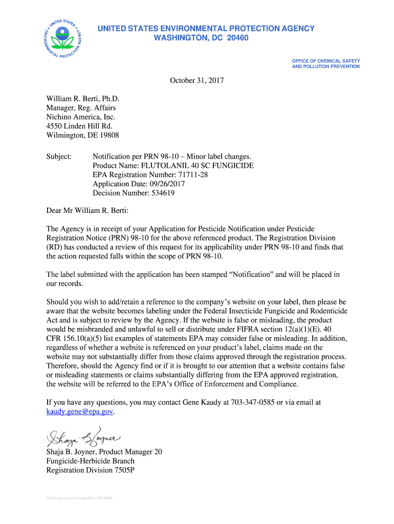 Fillable Online US EPA, Pesticide Product Label, FLUTOLANIL 40 SC ...