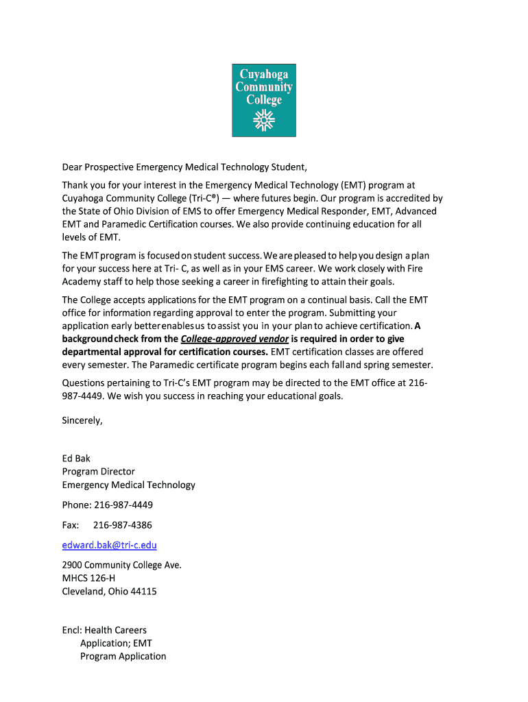 Fillable Online EMS Application - Fall 2018 Update Fax Email Print ...