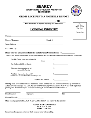 Fillable Online gross receipts tax monthly report , 20 - City of Searcy ...