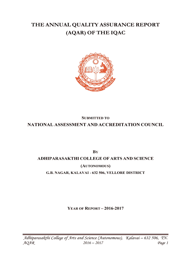 Fillable Online (aqar) of the iqac - Adhiparasakthi College of Arts and ... Fillable Online (aqar) of the iqac - Adhiparasakthi College of Arts and ...