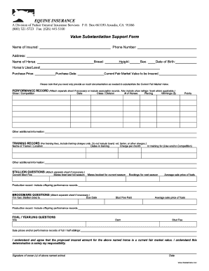 Fillable Online Value Substantiation Support Form Fax Email Print ...