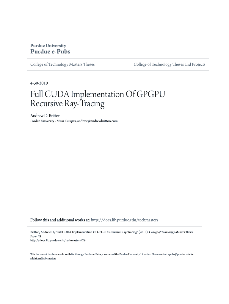 Fillable Online Full Cuda Implementation Of Gpgpu Recursive Ray Tracing Fax Email Print Pdffiller