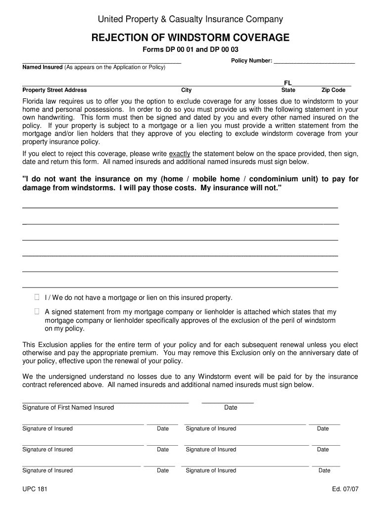 Fillable Online Dwelling Property Coverage FormsInsurance Glossary ...