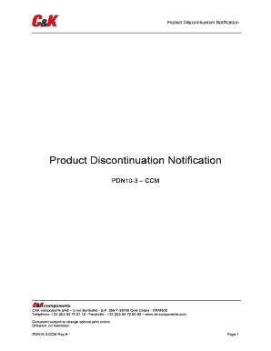 Fillable Online Product Discontinuation Notification - C&K Switches Fax ...