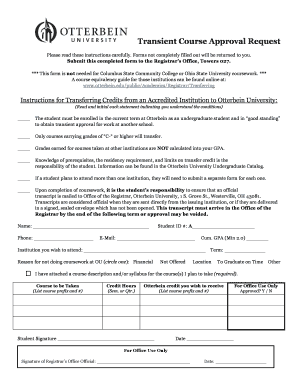 Fillable Online Transient Course Approval Request Fax Email Print ...
