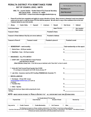 Fillable Online peralta district pta peralta district pta remittance ...