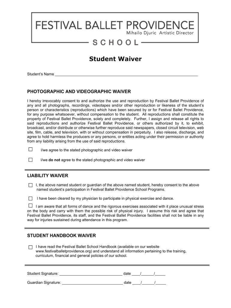 Fillable Online Student Waiver Form.doc Fax Email Print - pdfFiller