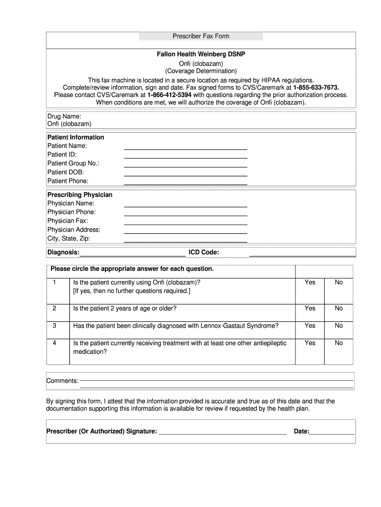Fillable Online Prescriber Criteria Form Fallon Health Medicare 2019 ...