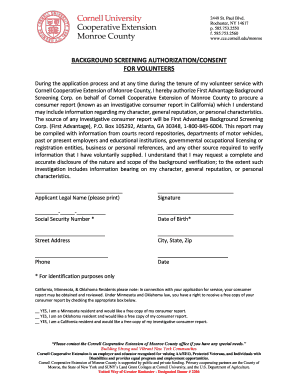 Fillable Online CCE First Advantage Authorization Consent Template Fax ...
