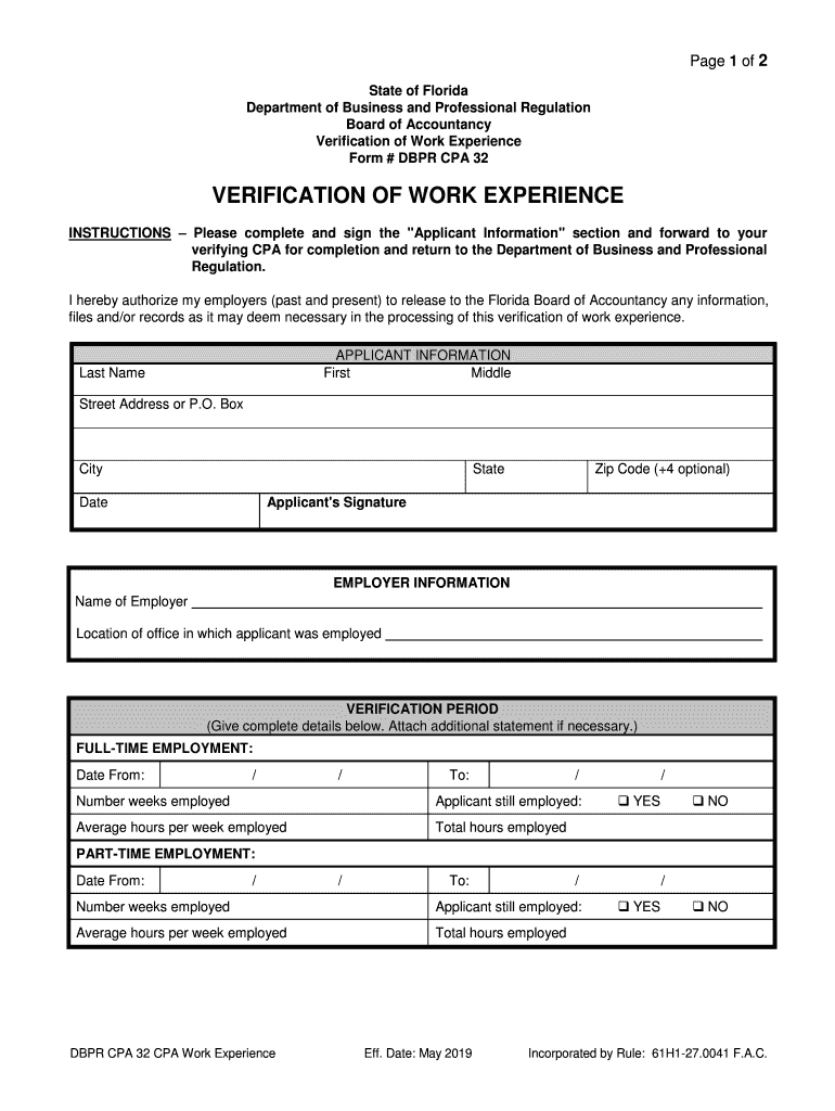 Verification Of Work Experience Form - Fill Online, Printable, Fillable ...