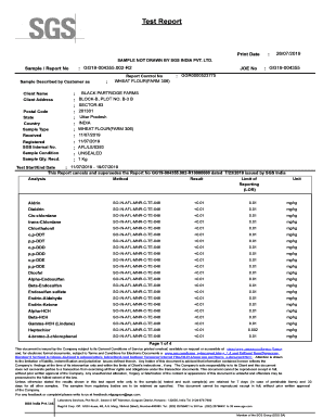 Fillable Online SAMPLE NOT DRAWN BY SGS INDIA PVT Fax Email Print ...