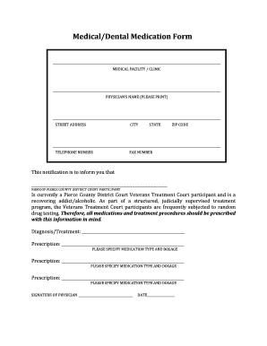 Fillable Online Medical/Dental Medication Form Fax Email Print - pdfFiller