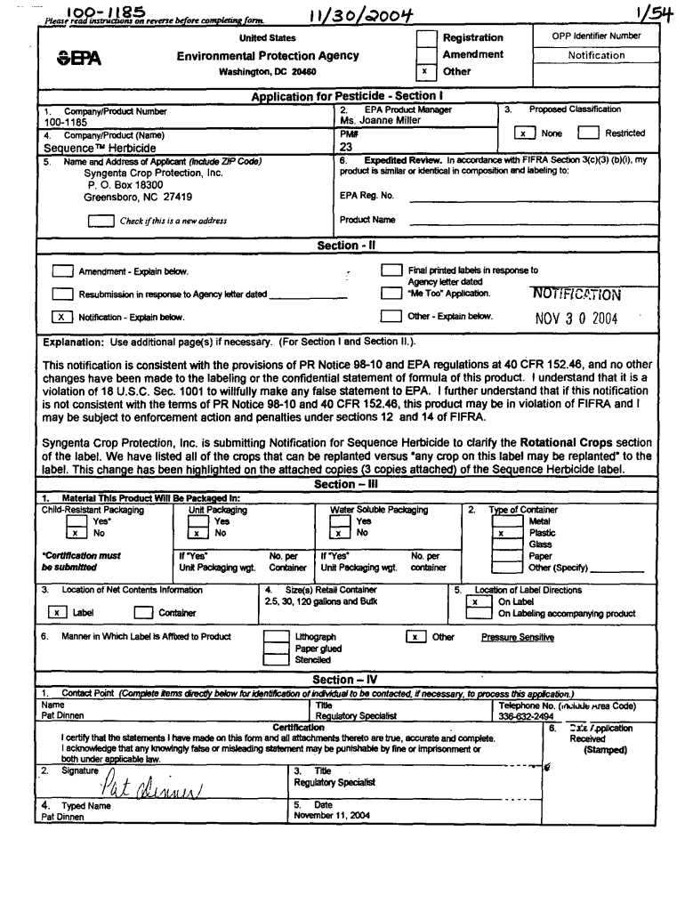Fillable Online U.S. EPA, Pesticide Product Label, SEQUENCE HERBICIDE ...