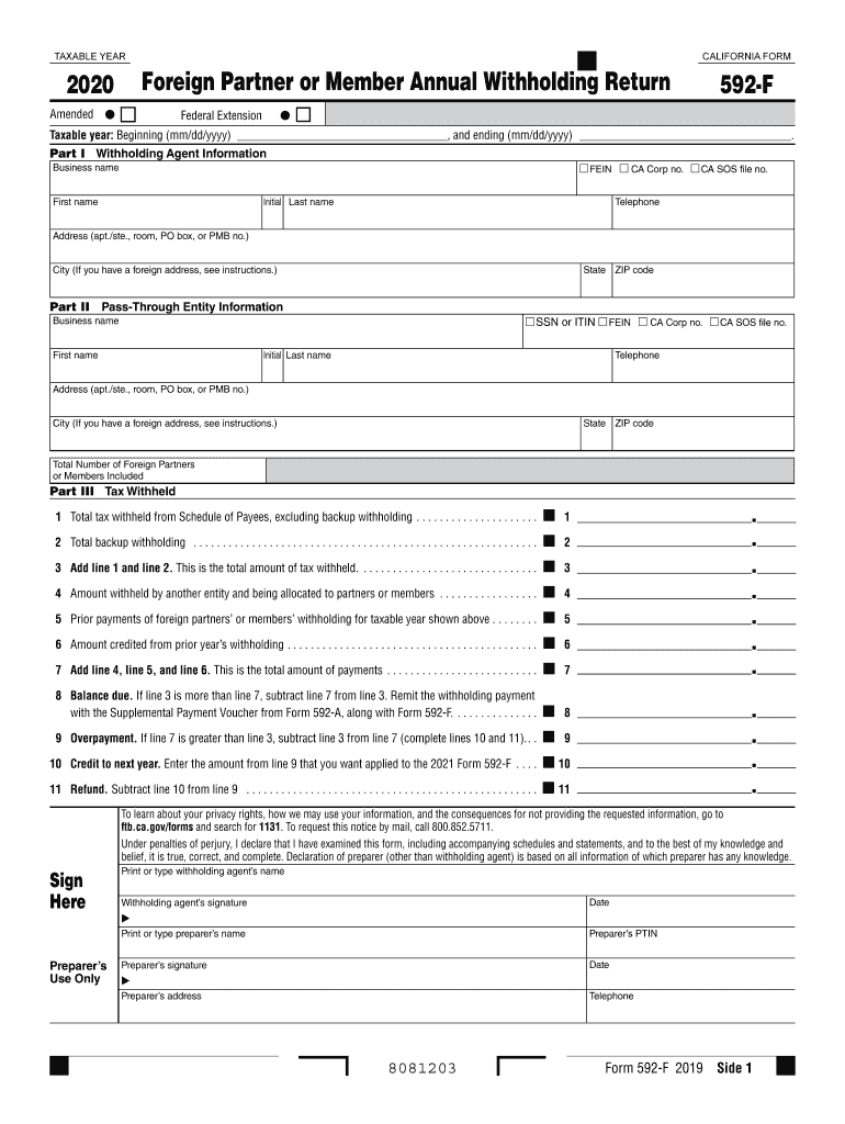 CA FTB 592 F 2020 Fill Out Tax Template Online US Legal Forms CA FTB 592 F 2020 Fill Out Tax Template Online US Legal Forms