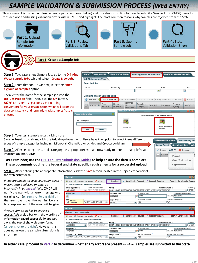 Fillable Online dec alaska Sample Validation & Submission Process - Web Entry Form Fax Email ...